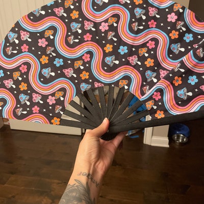 Pink Moo Moo Fan / Large Fan / Rave Accessory / Hand Fan / - Etsy