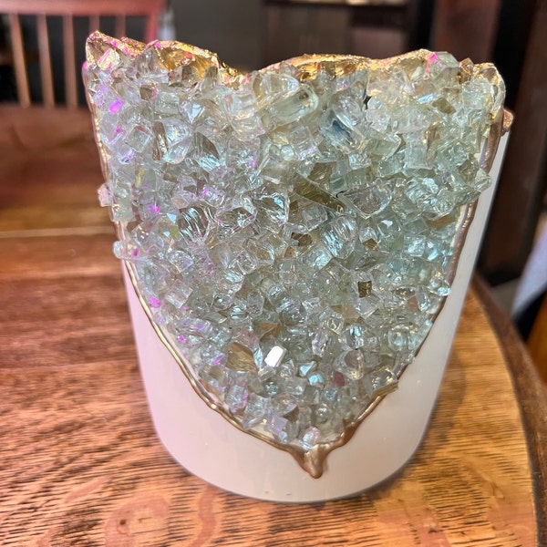 6 Inch Geode Pot - Concrete Pot - Hand Painted Pot - Stone Pot ...