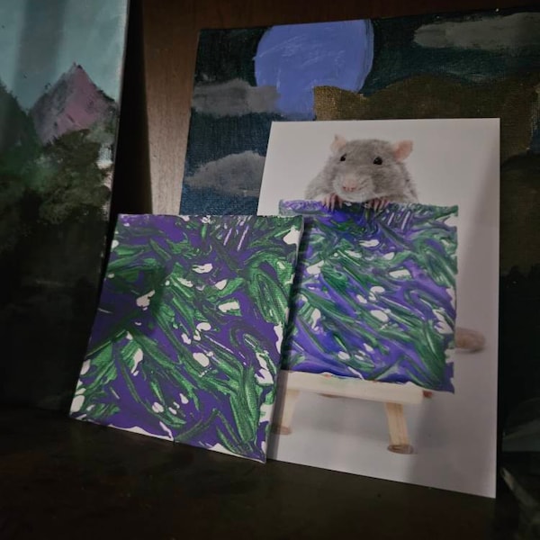 Rat Painting 4"x4" - Etsy