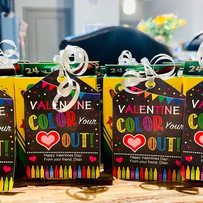 EDITABLE Crayon Valentine's Day Gift Tags, Friend Classroom, Color Your ...