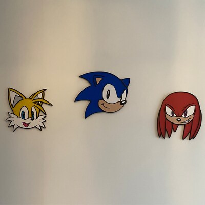 Wooden Sonic Character Head / Face Boys / Girls Gaming Bedroom / Wall ...