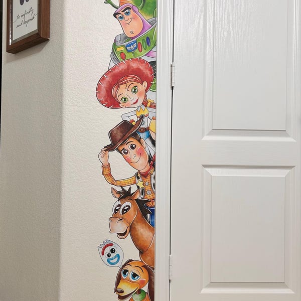 Toy Story Peek A Boo Door Decals, Disney Peeking Wall Stickers, Woody ...