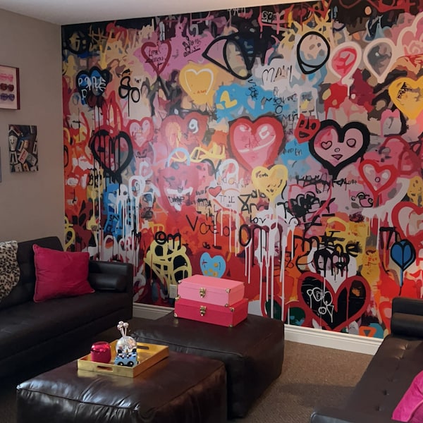 Graffiti Style Wallpaper Room for Boys & Girls, Peel and Stick Graffiti ...