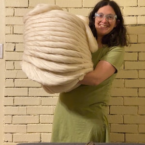 22 Lb Wholesale Wool Roving, Natural Un Dyed White Wool Top Fiber ...