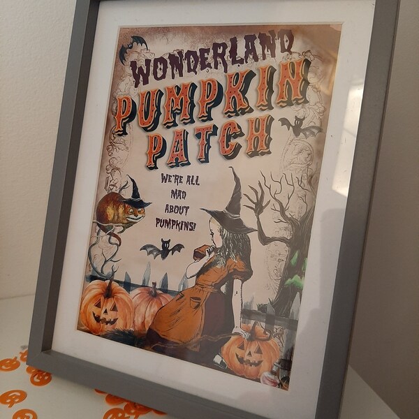 Alice in Wonderland Pumpkin Farm Sign,halloween Sign, Halloween Pumpkin ...