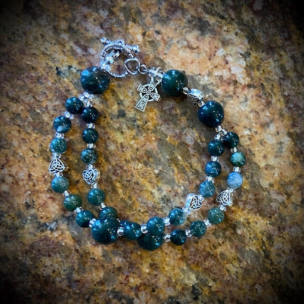 Purple Agate Beads, Celtic Cross Beads Protestant Prayer Beads ...