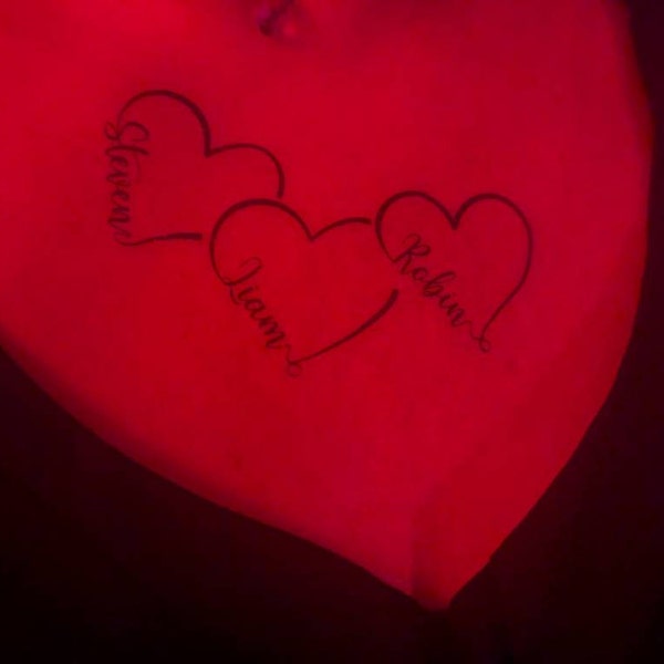 Custom Temporary Tattoo, Hearts With Kids Names (set of 3) - Etsy