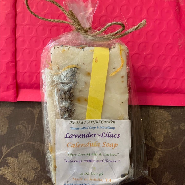 Lavender Lilac Calendula Soap, (types of Lavender Spikes May Vary). 4 ...