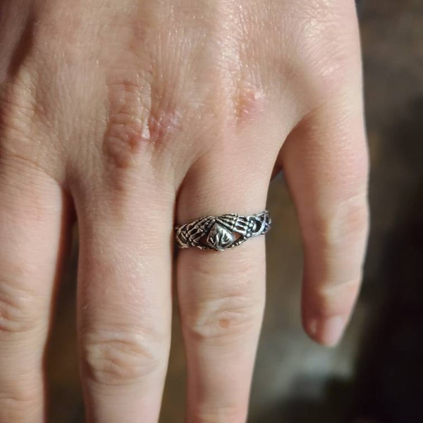 Sterling Silver Dark Gothic Ring, Gothic Engagement Ring, Goth Promise ...