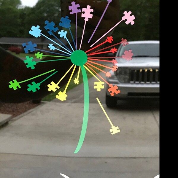 Autism Puzzle Piece Dandelion Car Decal, Autism Awareness, Autism ...