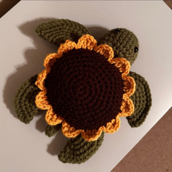Crochet Sunflower Turtle PATTERN, Crochet Turtle Pattern, Crochet Sunflower Pattern ...