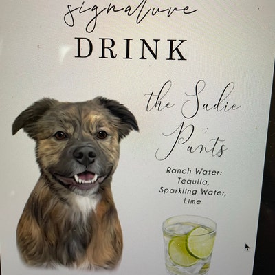Dog Custom Drink Sign Dog Signature Drink Sign Dog Signature Cocktail ...
