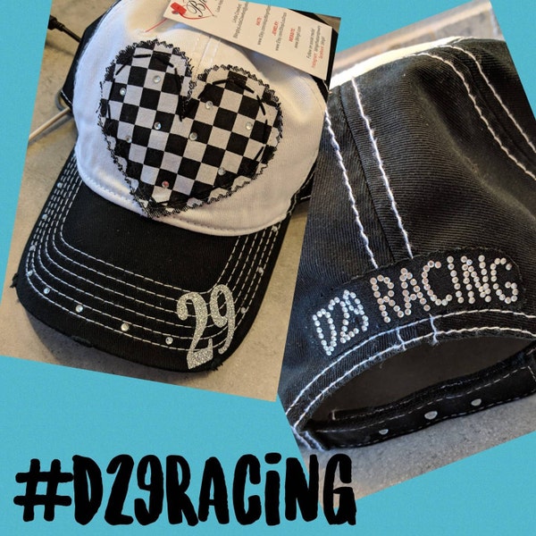 Checkered Heart RACING Mom Hat - Custom Racing Hat - Racing Car Hat ...