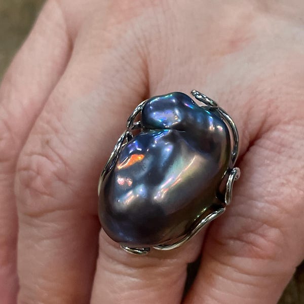 10.5-11.5mm Ivory White Large Pearl Ring,cultured Freshwater Edison ...