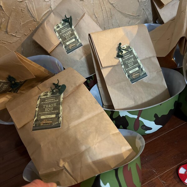 Army Party Thank You Tags Army Birthday Gift Tags Editable Army Gift ...