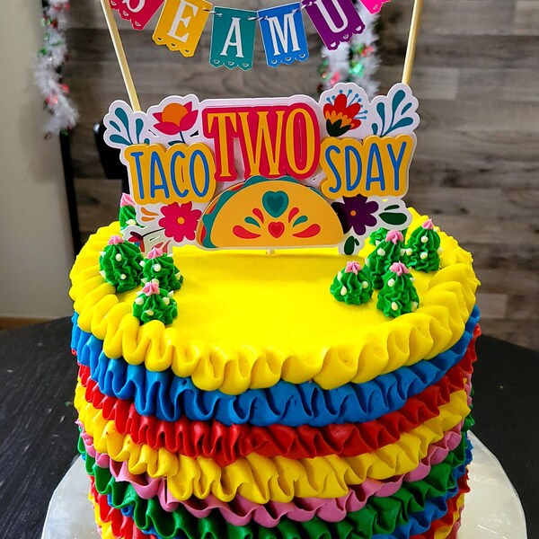 Taco Cake Bunting Topper With Taco Twosday Cake Topper- (2 Pc Set ...