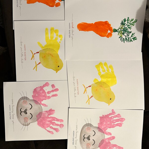 4 X Easter Handprint Footprint Craft Art PACK / Bunny Carrot Chick ...