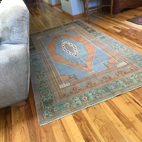 9x12 Beige and Blue Anatolian Traditional Rug - Etsy