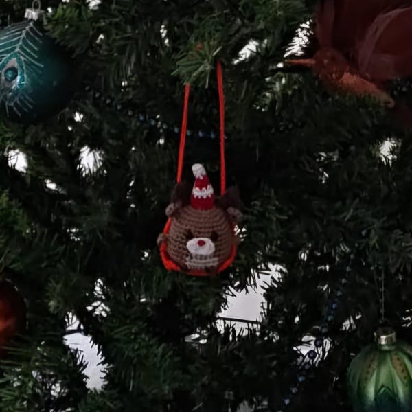 Reindeer on Swing on Swing Car Hanging Crochet Pattern, Christmas Car ...