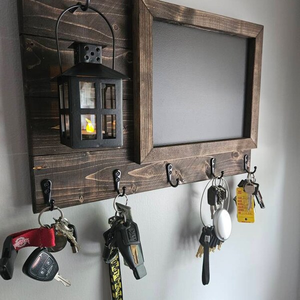 Chalkboard Key Holder, Rustic Key Holder, Chalkboard , Rustic Wood ...