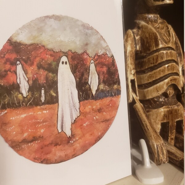 Autumn Ghosts, Art Prints, Watercolor Painting, Ghost Art, Witch Art ...