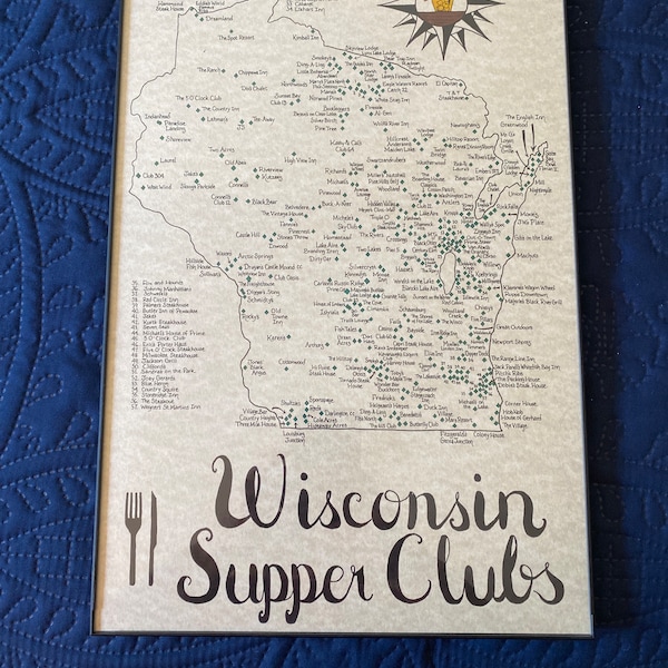 Wisconsin Supper Clubs Map REVISED 2023 - Etsy