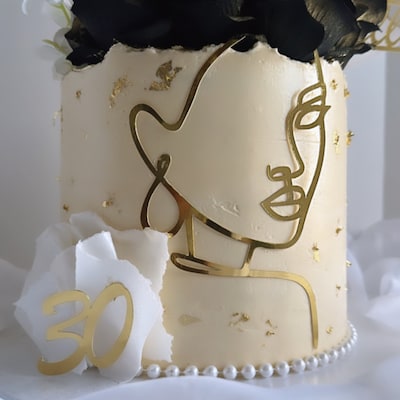 Lady Line Art Face Cake Plaque African, Line Art Black Woman Cake ...