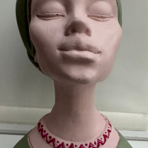Woman Head Planter Pot, African Queen Pot, Unique Planters UK, Concrete ...