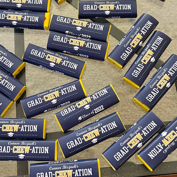 Grad-chew-ation | Graduation Party Favor | Custom Gum Wrapper ...
