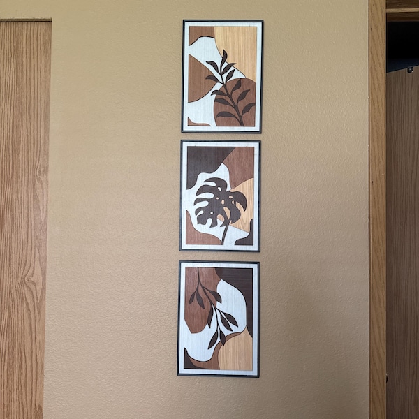 Tropical Leaf Wood Wall Art - Botanical Plant Wall Decor - Tree Art ...