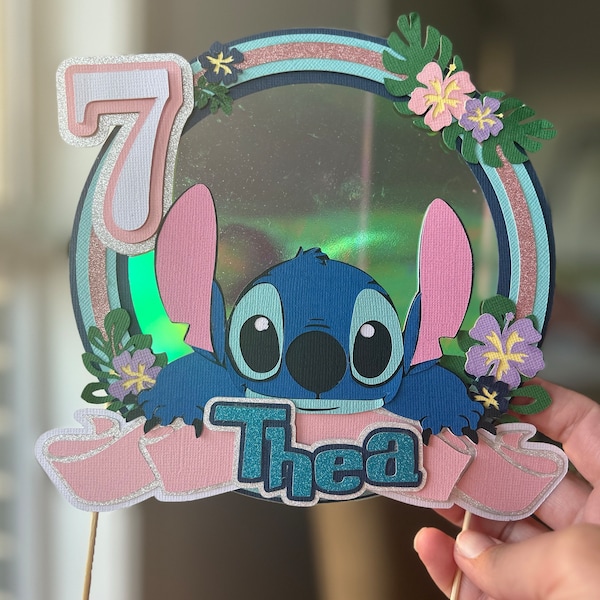 Stitch Cake Topper, Cake Topper With Shaker, SVG & PNG, Hawaiian Party ...