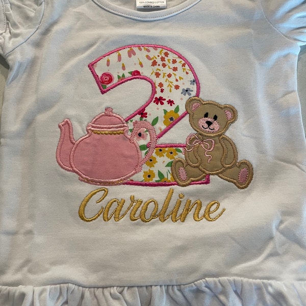 Tea Party Birthday Shirt, Teacup Shirt, Girls Tea Pot Birthday Shirt ...