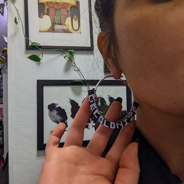 Aleut LAND BACK Beaded Hoop Earrings - Etsy