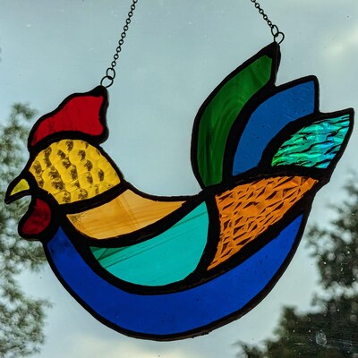 Pattern Rooster and Hen Stained Glass Suncatcher - Etsy