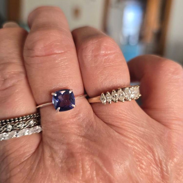 Emerald Cut Ruby Ring, Raw Ruby Ring in Sterling Silver, Ruby ...