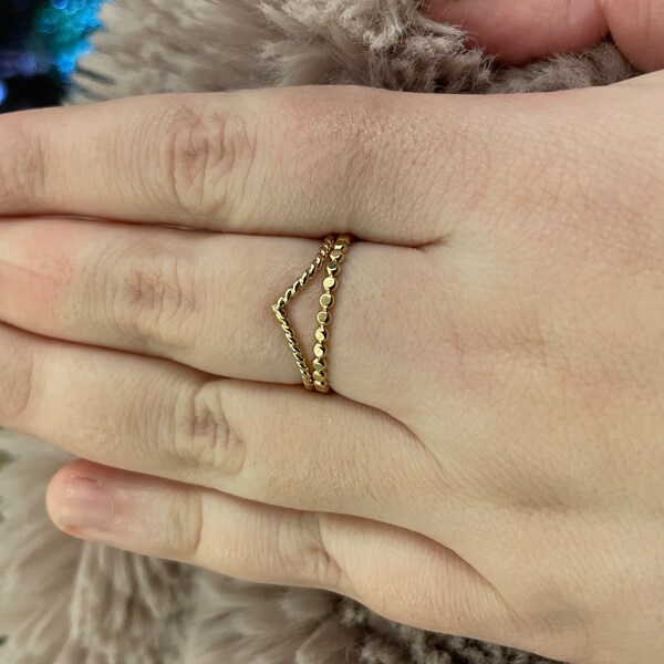 14k Gold Filled Ring, Gold Stackable Rings, Dainty Gold Ring Set, 14k ...