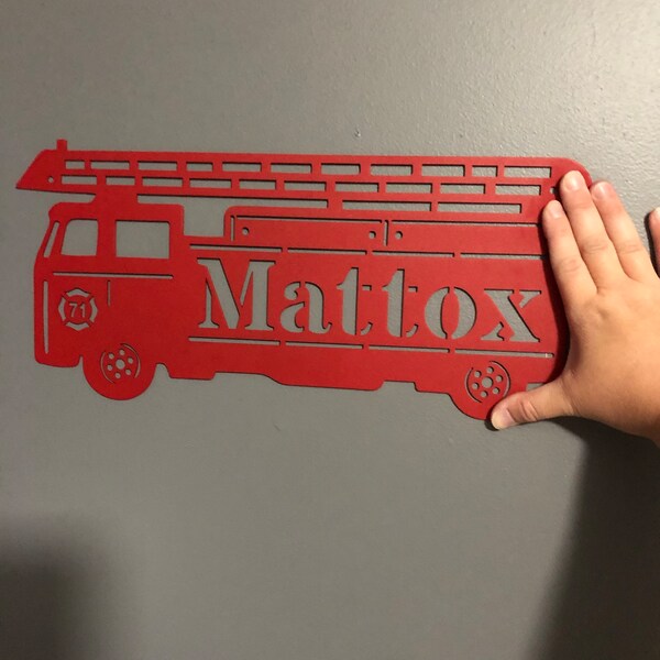 Fire Engine Ladder Truck Monogram, Fireman, Metal Sign, Art, Wall Decor ...