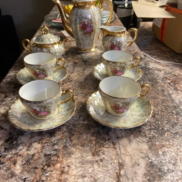 Antique Saxon Blue Breakfast Trio, Schumann, Bavaria, Germany, 1920 ...