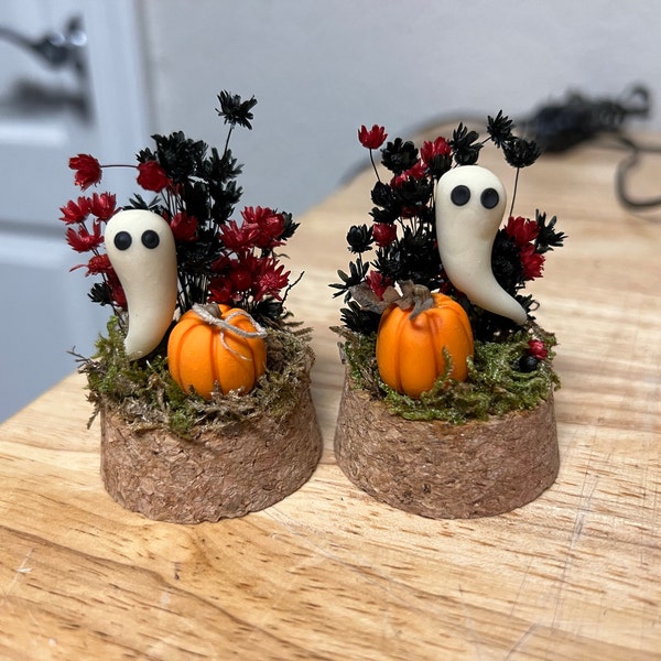 6 Miniature Fairy Garden Ghosts, Halloween Village Miniature, Moss ...