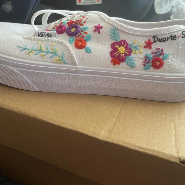 Custom Vans Embroidered Shoes Vans Bridal Sneakers Embroidered Wedding ...