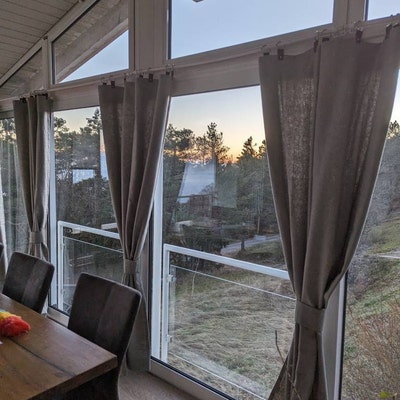 Herringbone Wool Curtains With Brass Snap Buttons, Custom Made Curtains ...
