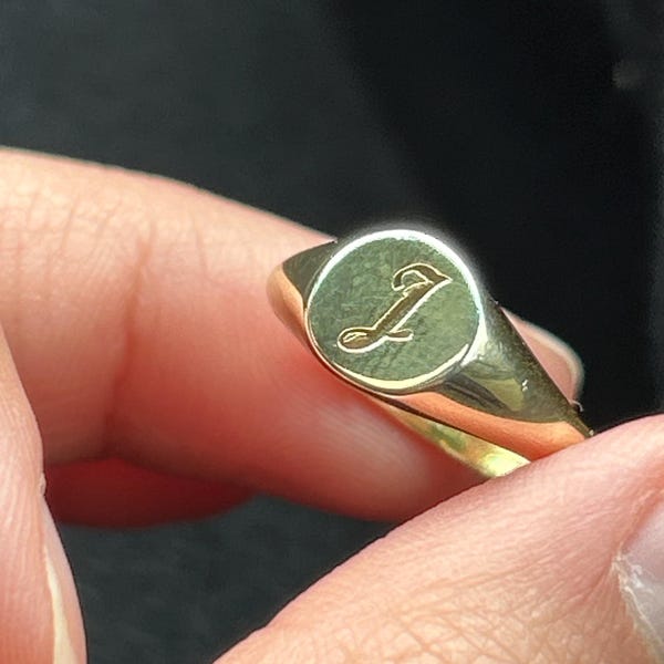 Personalized Initial Gold Ring, Signet 925 Sterling Silver Ring ...