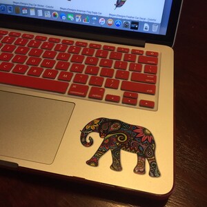 Small Elephant Laptop Decal Colorful Design Bumper Sticker Pink Green ...