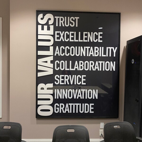 Our Values, Office, Wall, Art, Decor, 3D, PVC, Typography ...