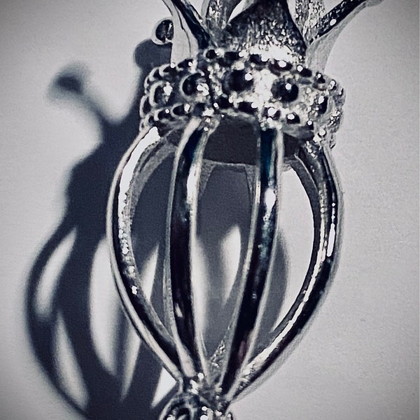 Crowned Pear Shaped Cage Pendant With Incorporated Bail in Sterling ...