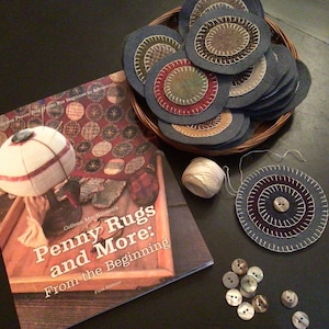 Modern Farmhouse Penny Runner, Printed Pattern wool Applique, Penny Rug ...