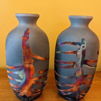 Mizu Raku Pottery Bowl HC Modern Boho Rainbow Wall Art - Etsy