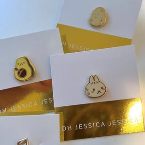 Moon Rabbit Hard Enamel Pin Gold, White Bunny Rabbit Lapel Pin ...