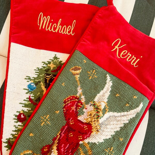 Nutcracker Personalized Needlepoint Christmas Stockings With Velvet Headers - A Festive Custom ...