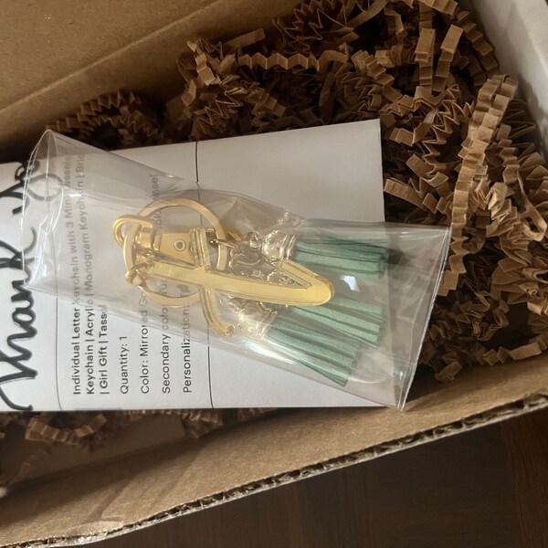 Individual Letter Keychain With Mini Tassels | Acrylic Initial Keychain ...